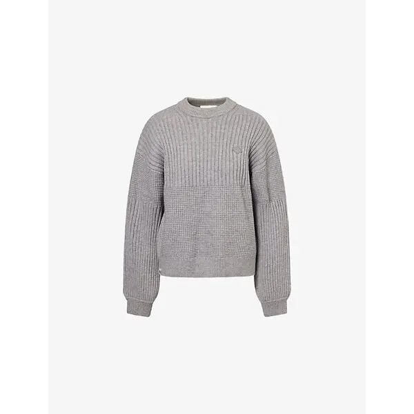 THE COUTURE CLUB Emblem-appliqué Mixed-knit Jumper