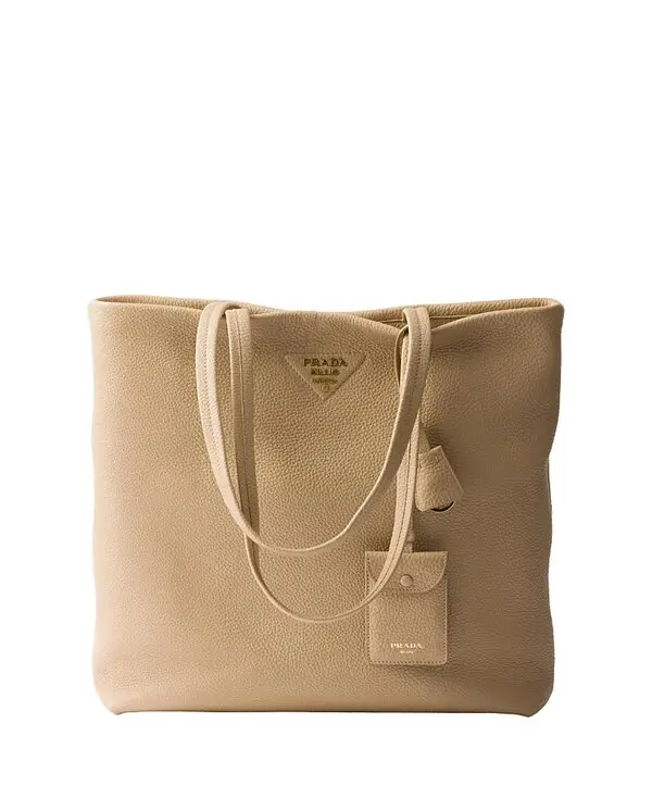 Prada Leather Tote Bag - Natural