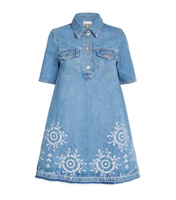Poplin Dress Ganni Broderie Anglaise Cotton Mini Dress Ganni
