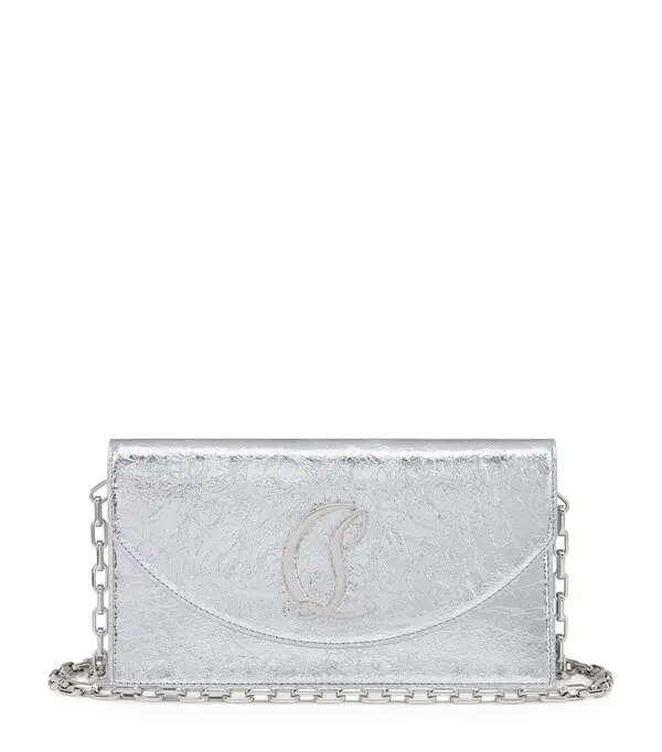 CHRISTIAN LOUBOUTIN Loubi54 Metallic Leather Clutch - Silver
