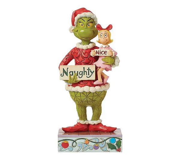 JIM SHORE Grinch Grinch & Cindy Hold Sign Fi Gurine 9.6in H