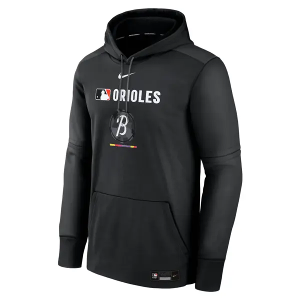 Nike Baltimore Orioles Authentic Collection City Connect Therma Mlb Pullover Hoodie - Black