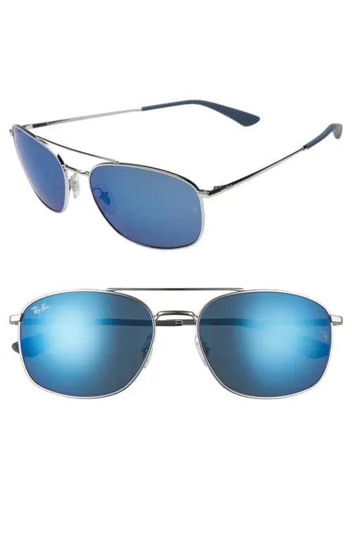 Ray-ban 60mm Mirrored Aviator Sunglasses