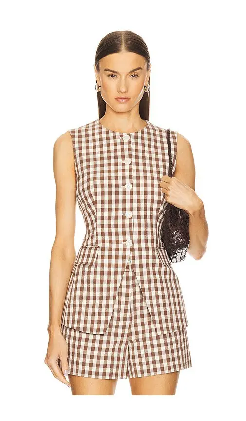 Veronica Beard Lois Vest - Light Chickory & Dove