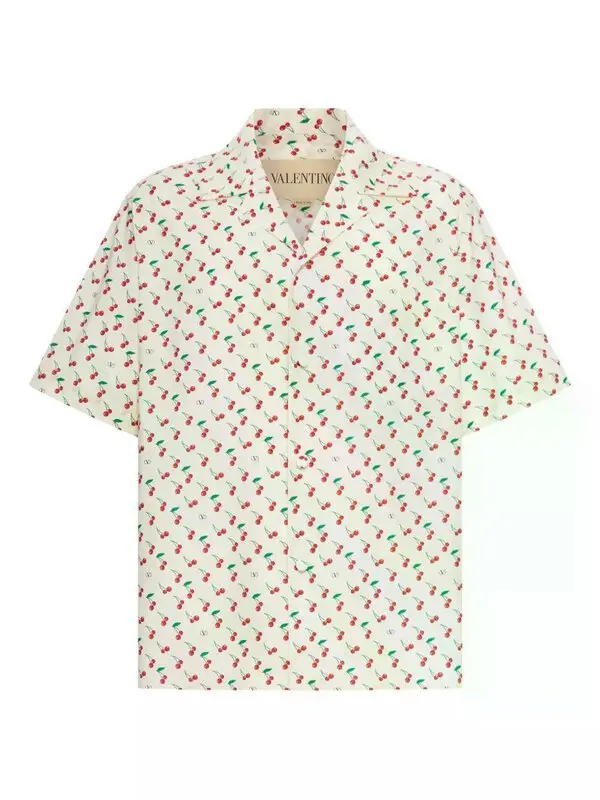 Valentino Garavani Cherryfic-print Bowling Shirt - Neutrals