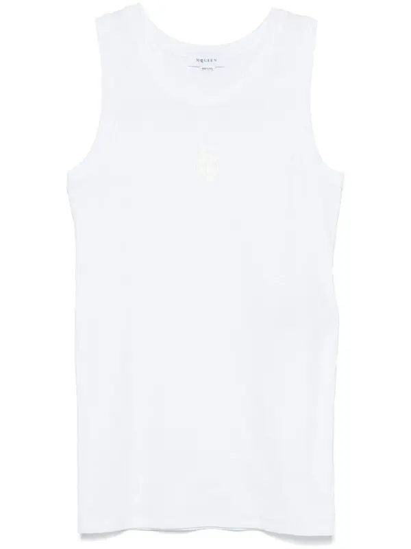 Alexander McQueen Skull Cotton Tank Top - White