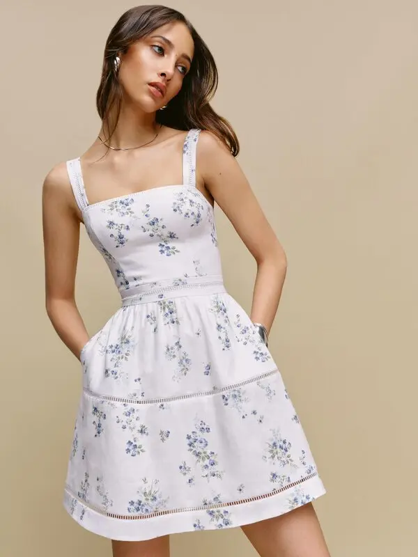 REFORMATION Everett Mini Linen Dress - Truly
