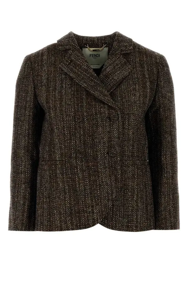 Fendi Tweed Tailoring Jacket - Rust-25