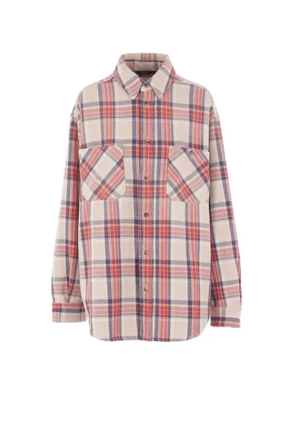 HAIKURE Oversized Checkered Cotton Shirt - Brown
