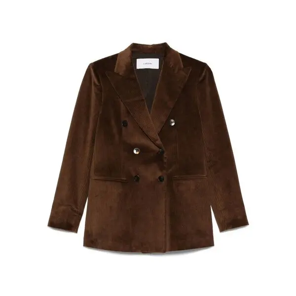 LARDINI Double-breasted Corduroy Jacket - Brown
