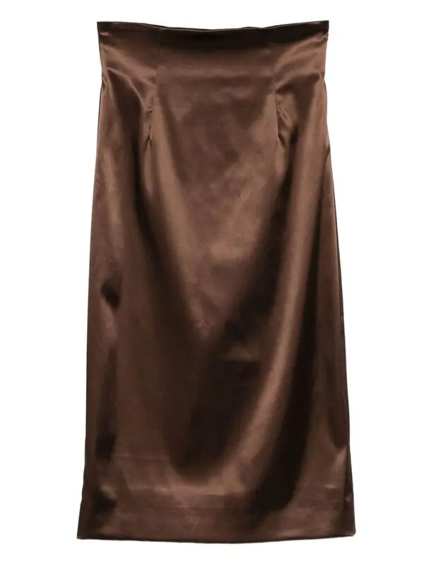 Dolce & Gabbana High-waisted Satin Midi Skirt - Brown