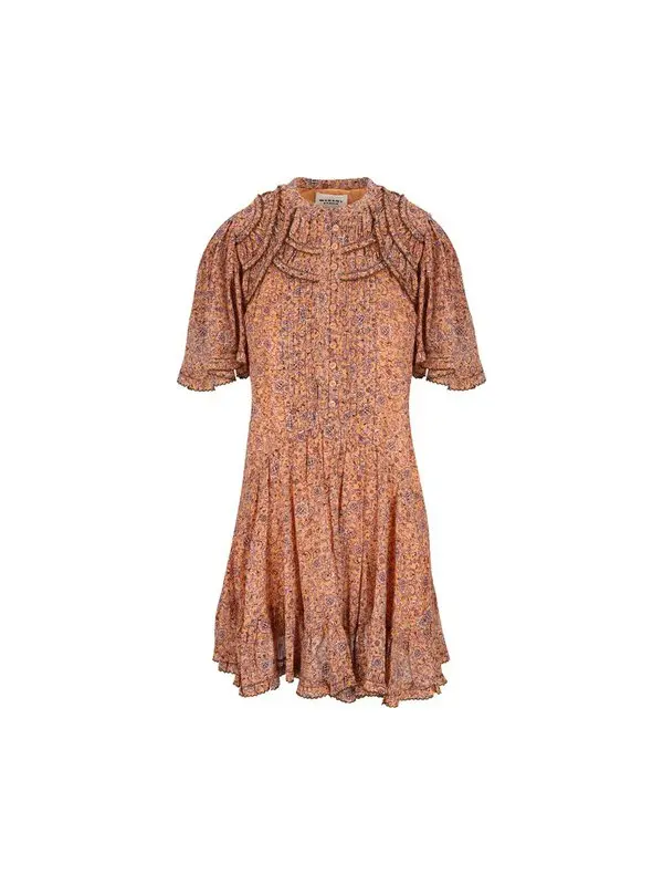 Isabel Marant Celyana Embroidered Cotton Dress - Rust