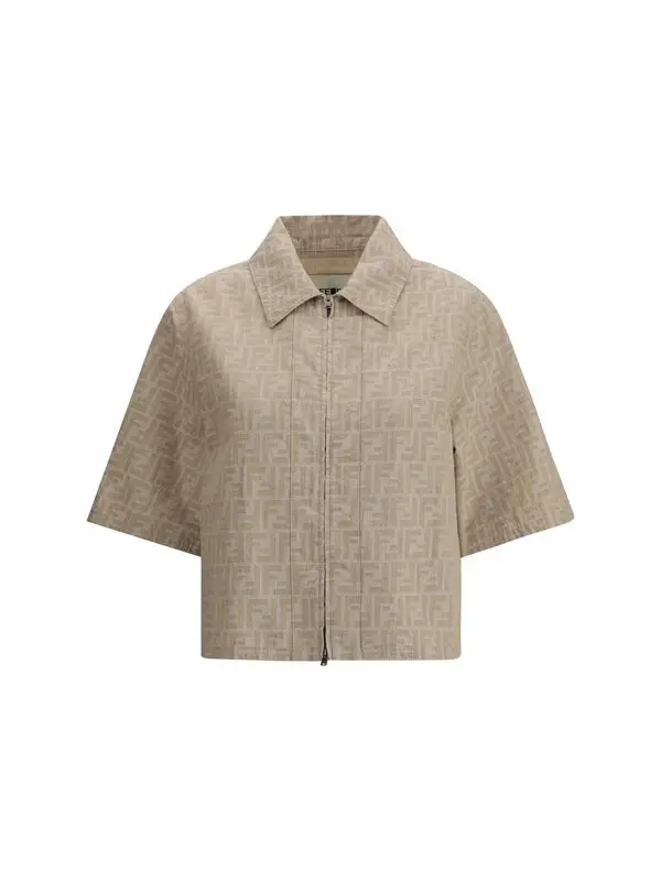 Fendi Cropped Chambray Jacket - Beige