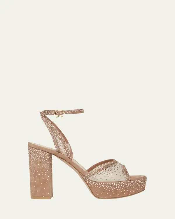 GIANVITO ROSSI Strass Organza Platform Sandals