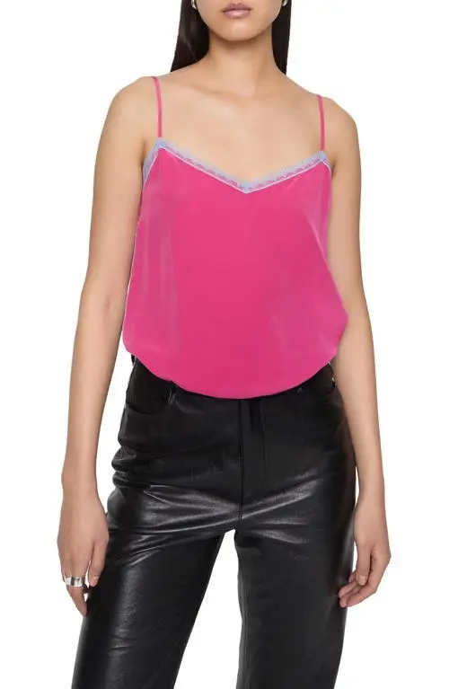 Rebecca Minkoff Sara Lace Accent Silk Camisole - Beetroot