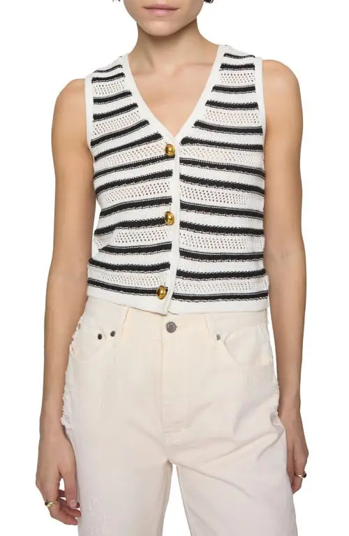 Rebecca Minkoff Stripe Open Stitch Cotton Sweater Vest