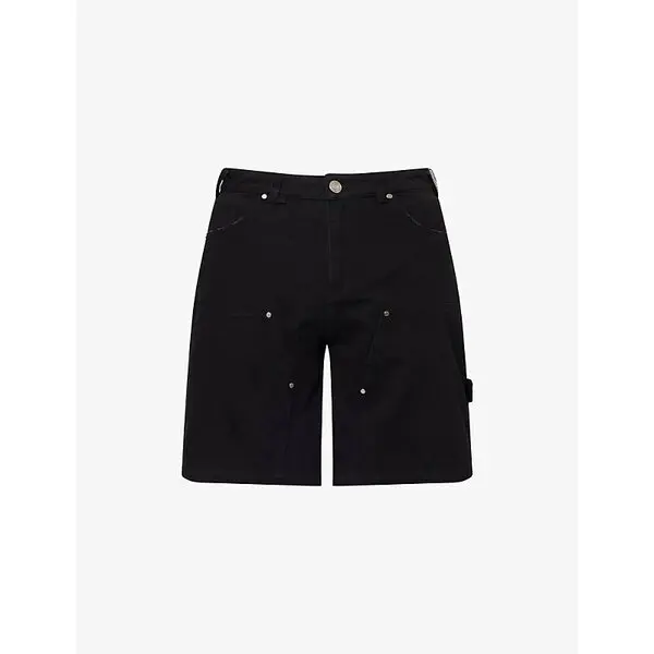 THE COUTURE CLUB Carpenter Patch-pocket Denim Shorts - Black