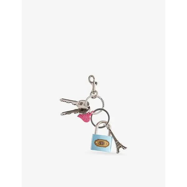 Balenciaga Monogram Padlock, Eiffel Tower, And Embellished-heart Bag Charm