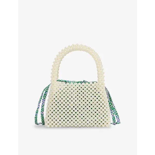 LK BENNETT Pearl Bead-embellished Top-handle Bag