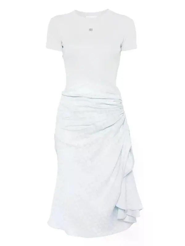 Givenchy Bi-material Draped Midi Dress - Blue