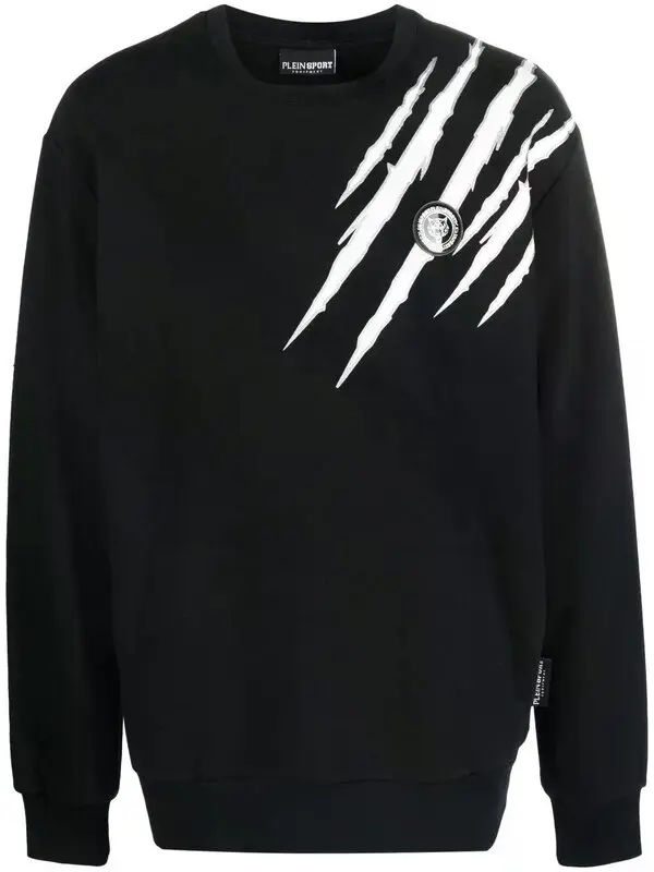 PLEIN SPORT Scratch-print Long-sleeved Sweatshirt