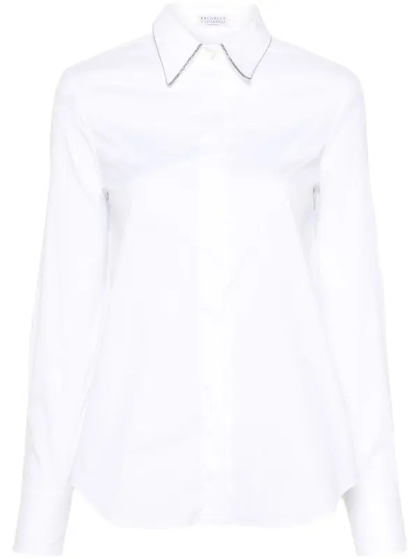 Brunello Cucinelli Button-down Cotton Blend Shirt - White