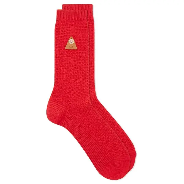 Folk Waffle Stitch Socks - Raspberry