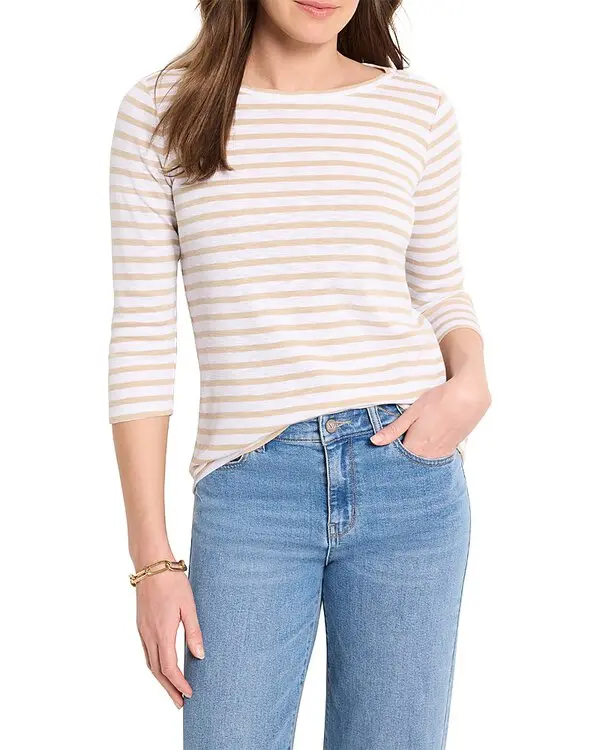 NIC+ZOE Stripe Boat Neck Tee - Neutral Multi