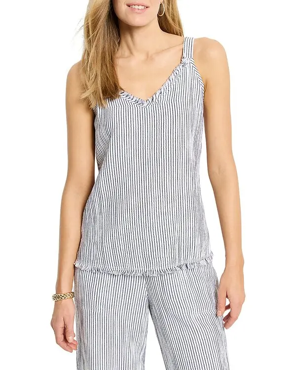 NIC+ZOE Pin Stripe Gauze Tank Top - Indigo Multi