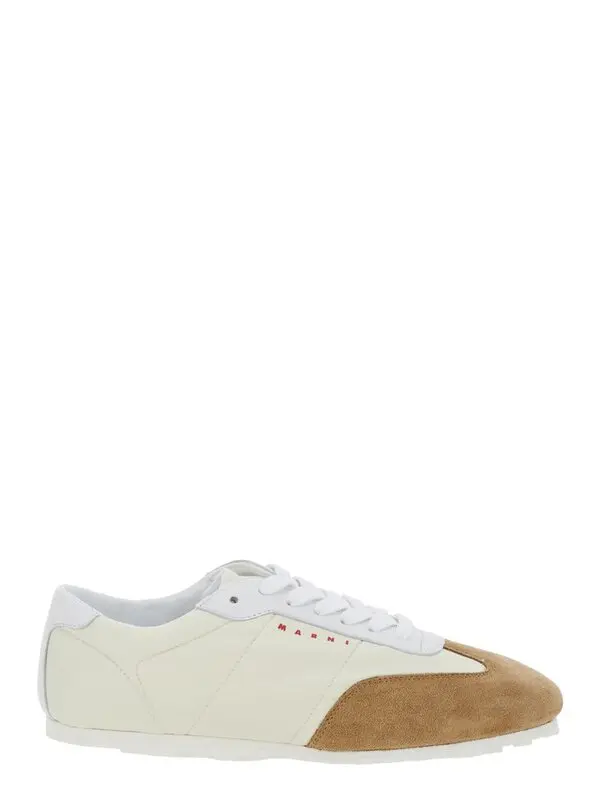 Marni Sneakers With Suede Details And Lettering Logo - White