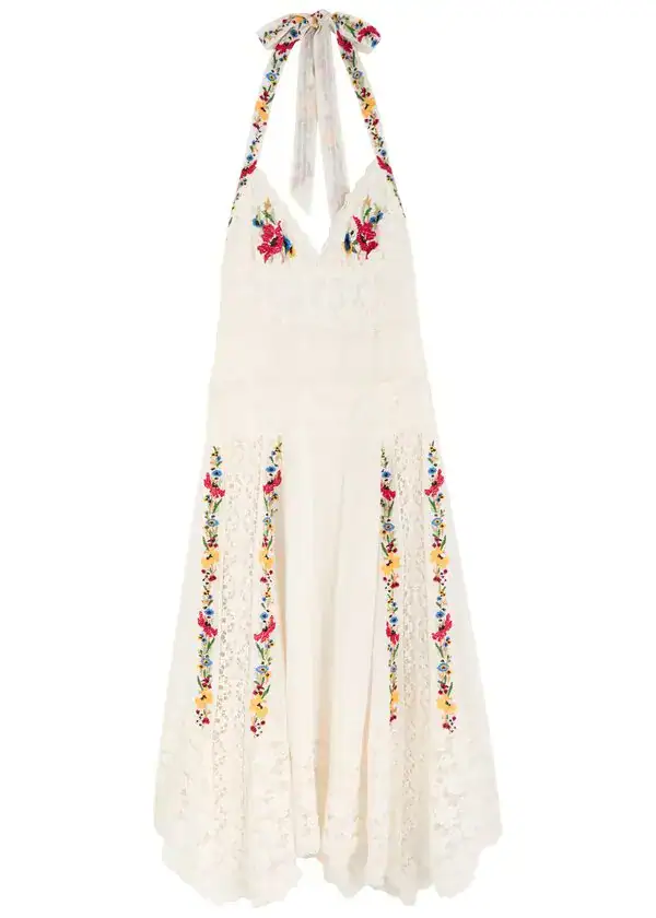 Free People Keila Embroidered Cotton-Blend Midi Dress In Cream - 60% Off