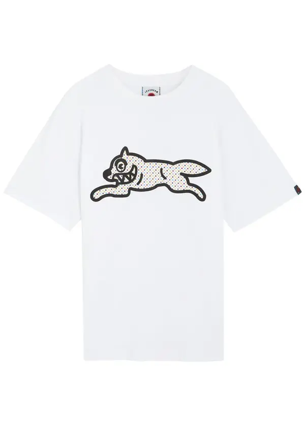 HARVEY NICHOLS Polka Dot Running Dog Printed Cotton T-shirt - White