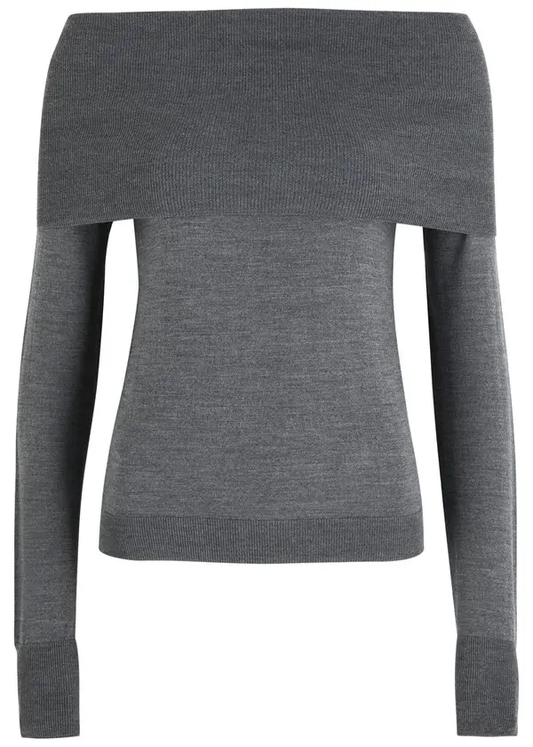 Stella McCartney Off-the-shoulder Wool Jumper - Grey