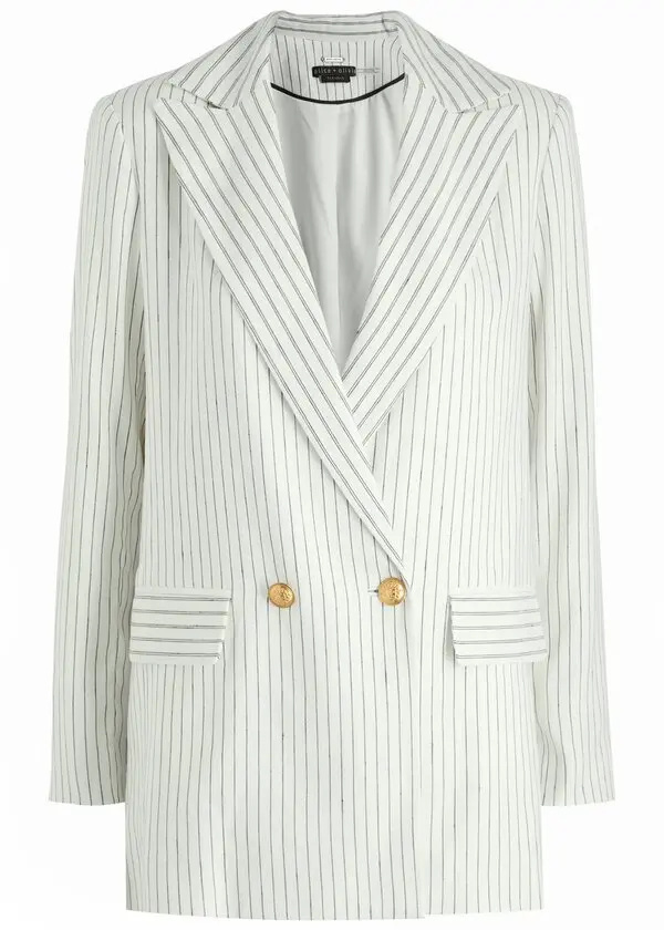 Alice + Olivia Striped Linen-blend Blazer - Cream