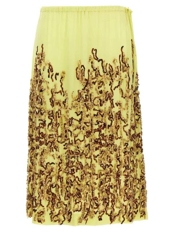Dries Van Noten Salga' Sequin-embroidered Silk Midi Skirt