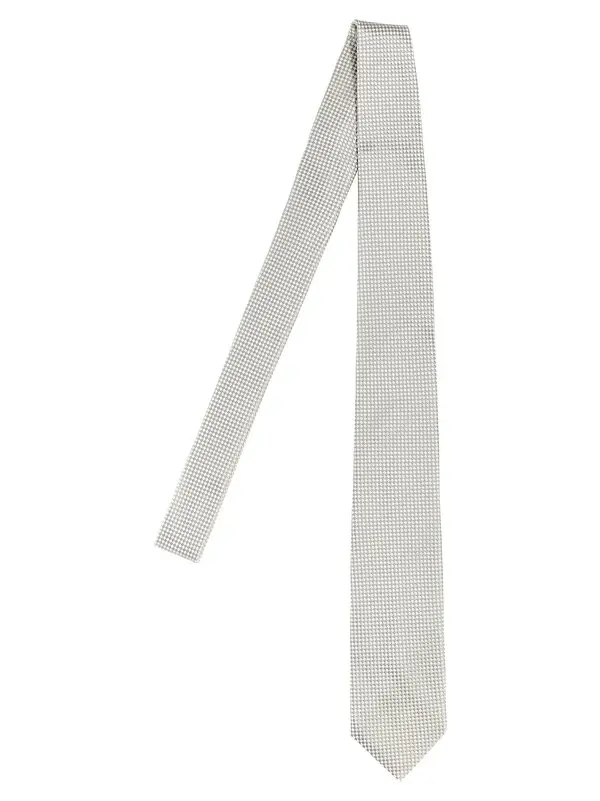 BARBA NAPOLI Silk Jacquard Micro Patterned Tie - Silver