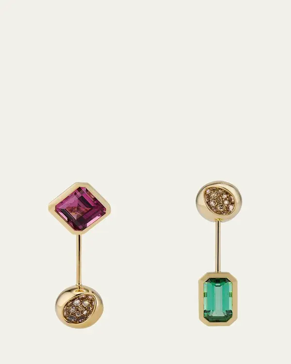 JV INSARDI Garnet, Tourmaline And Diamond Dangle Earrings