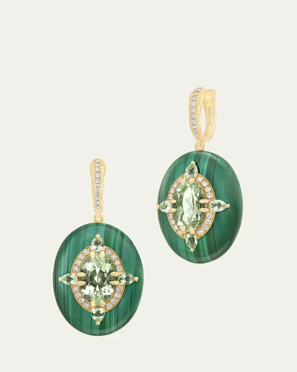 BOGHOSSIAN Inlay Reveal Tourmaline And Malachite Earrings