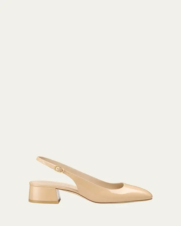 STUART WEITZMAN Maeva Patent Slingback Ballerina Pumps - Adobe