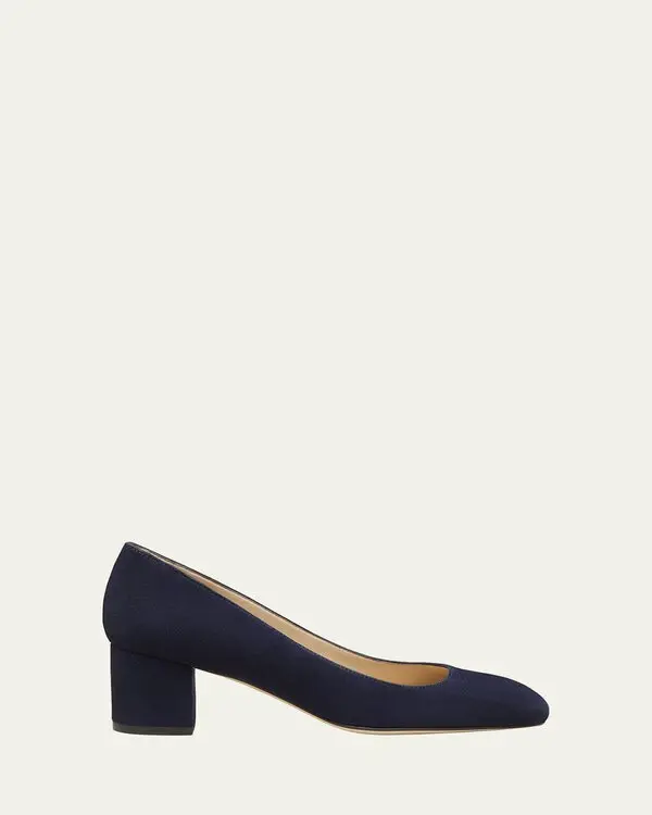 STUART WEITZMAN Maeva Suede Block-heel Pumps