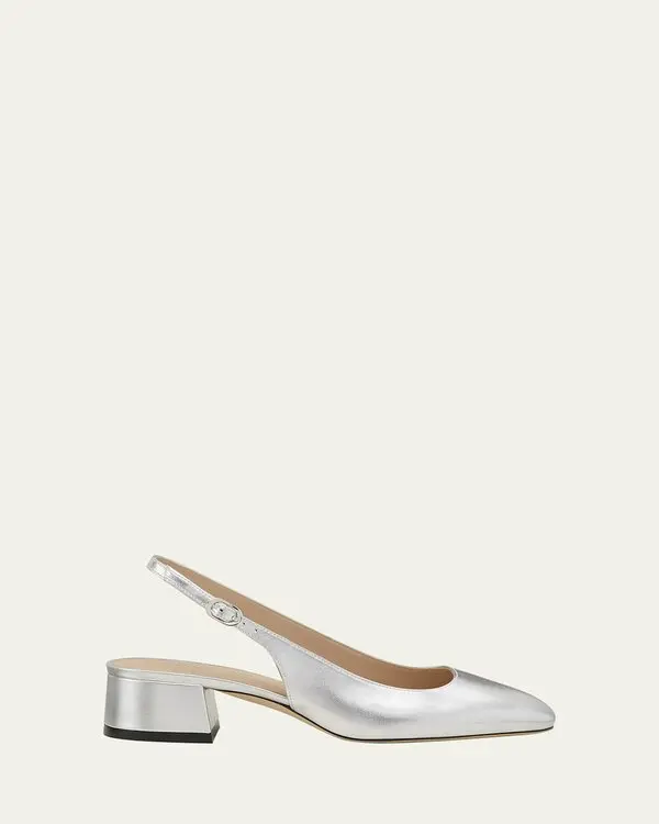 STUART WEITZMAN Maeva Metallic Slingback Ballerina Pumps