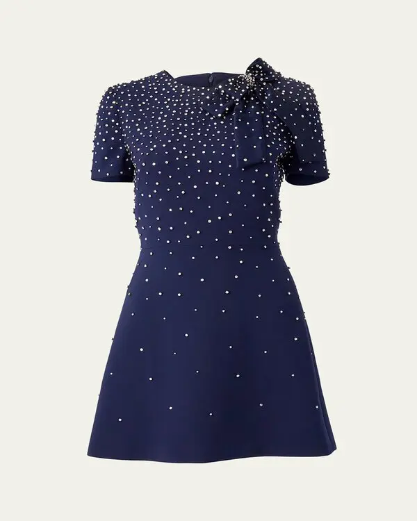 Carolina Herrera Crystal Bow Mini Dress - Midnight