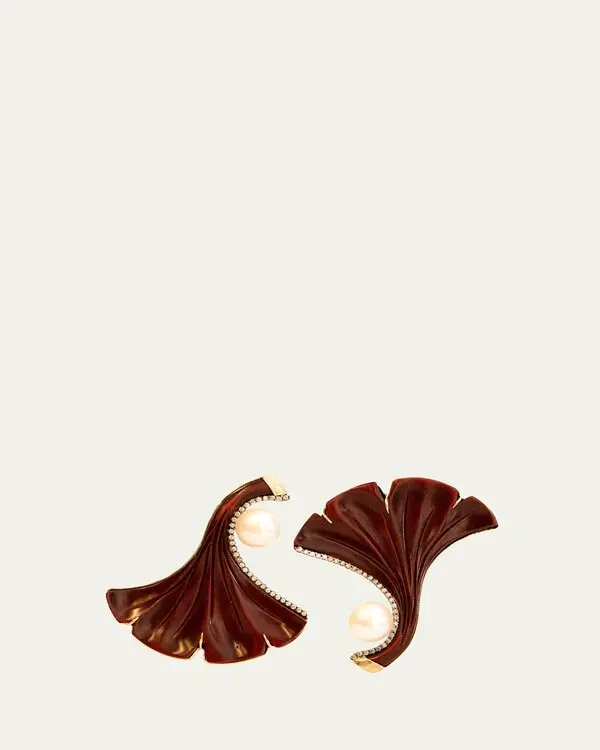 SILVIA FURMANOVICH 18k Yellow Gold Ginkgo Leaf Earrings