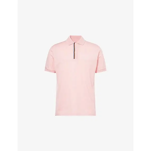 Paul Smith Regular-fit Striped-trim Cotton-pique Polo Shirt - Bubblegum/rasp