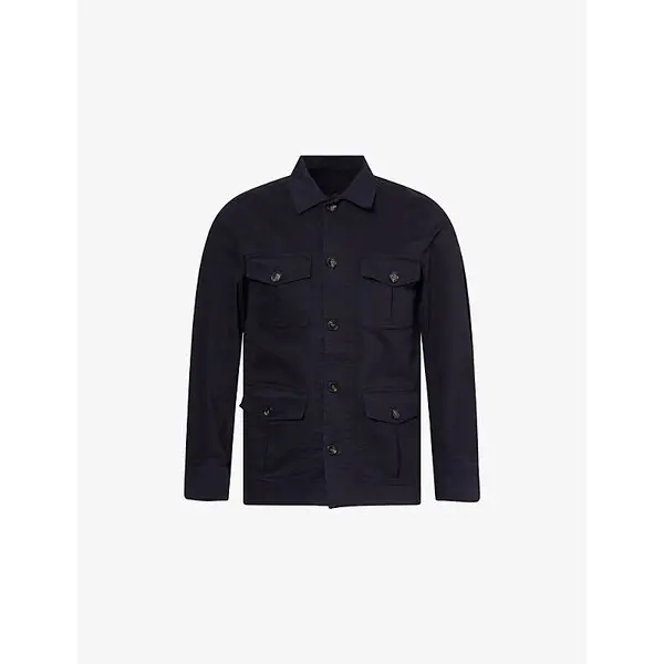 OSCAR JACOBSON Safari Cotton Shirt Jacket - Navy