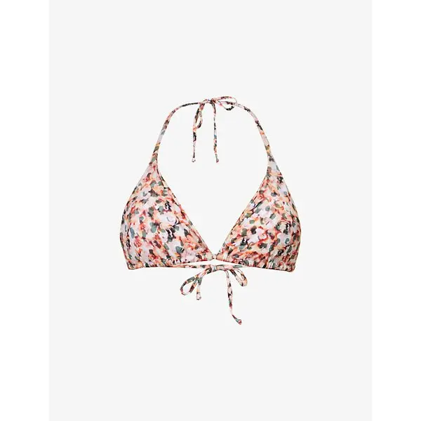 GRACEJACOB Gold Palm Nelly Triangle Bikini Top - Multi