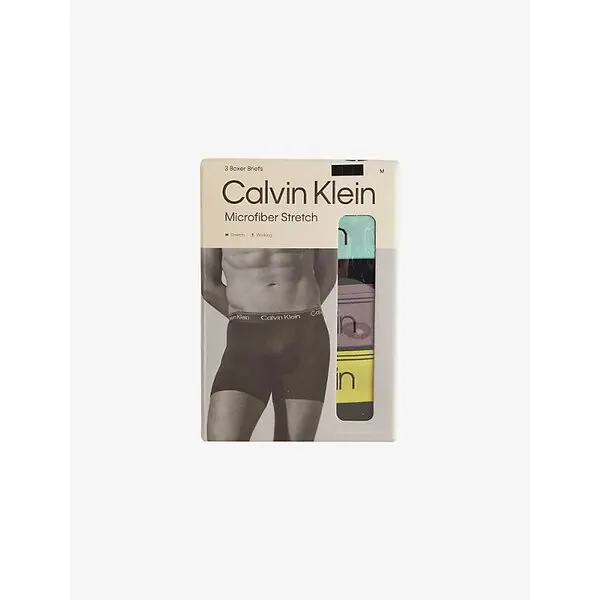 Calvin Klein Microfiber Stretch Logo-waist Pack Of Three Stretch-jersey Briefs
