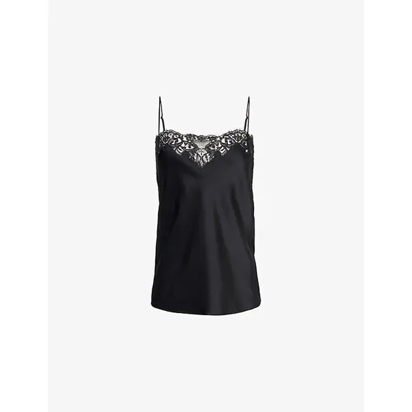 Stella McCartney Iconic Lace-trim Satin Camisole Top - Black