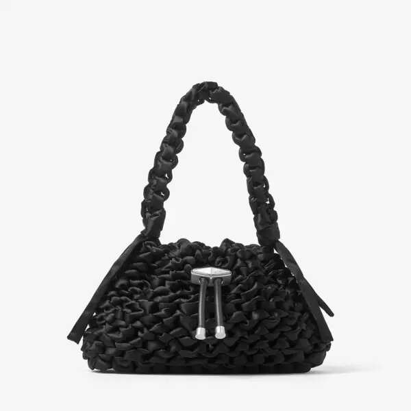 JIMMY CHOO Cinch Small Woven Satin Shoulder Bag - Black/antique Silver
