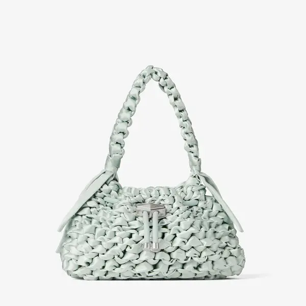 JIMMY CHOO Cinch Small Woven Satin Shoulder Bag
